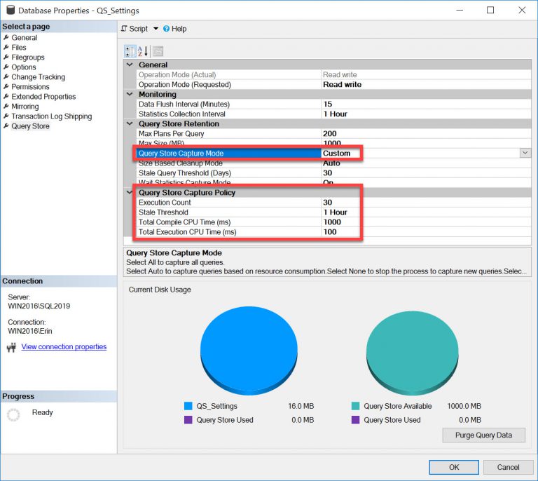 Query Store Options In Ssms 184 Erin Stellato