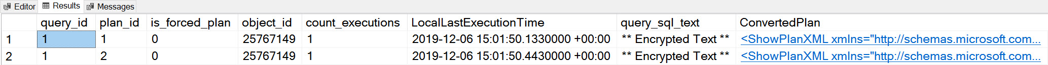 Plan for query_id 1 - Erin Stellato