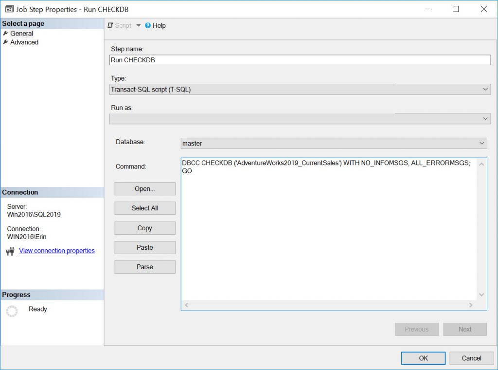 Syntax for CHECKDB - Erin Stellato