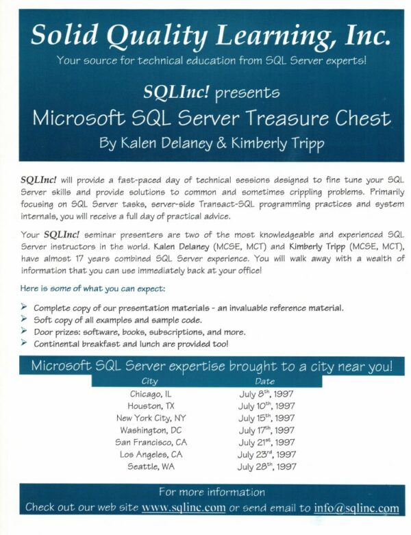 Workshops from the first SQLInc! | SQLskills