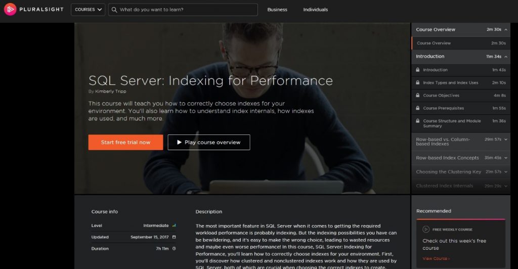 SQL Server - Indexing for Performance on Pluralsight (Medium) | SQLskills SQL Server - Indexing for Performance on Pluralsight (Medium) | SQLskills